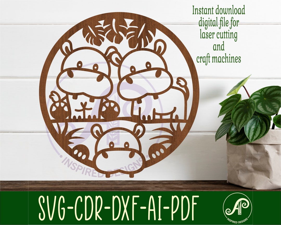 Hippo Wall Art, SVG File. Vector File Ai, Cdr, Dxf Instant Download ...