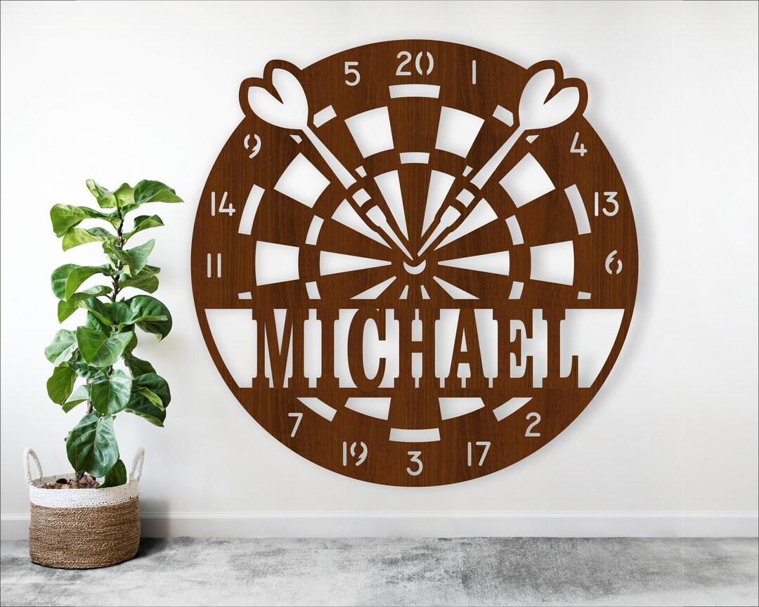 Laser Cut Dart Board Name Sign SVG – Games Room Personalized Decor ...