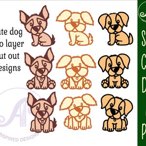 Cute Dog Laser Cut File Shapes. 3 Dogs in 3 Positions, Two Layer Vector ...
