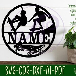 Skateboarder Male Name Sign, SVG, Sport Themed Door or Wall Hanger ...