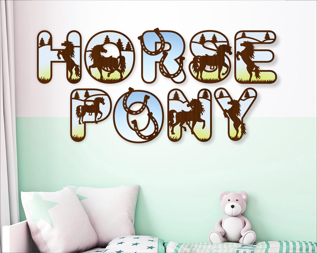 Horse Letters Alphabet Set: Layered SVG Vector Files (digital Download ...