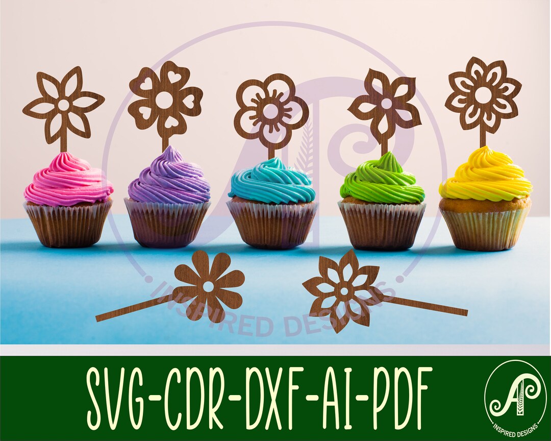 Flower Toppers, 7 Designs SVG Laser Cut, Instant Download Pdf, Dxf, Ai ...