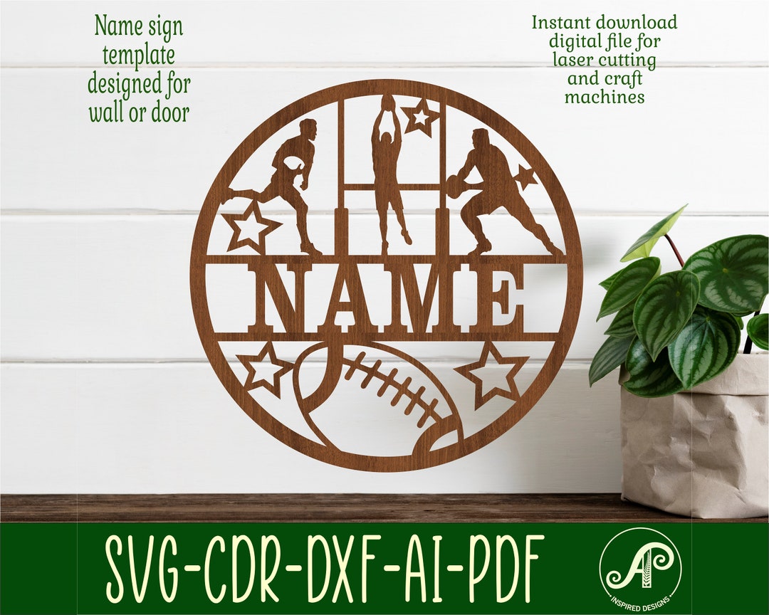 Rugby Male Name Sign, SVG, Sports Themed Door or Wall Hanger, Laser Cut ...