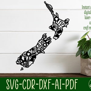 New Zealand Map SVG Laser Cut File: Kiwiana Wall Art (digital Download ...