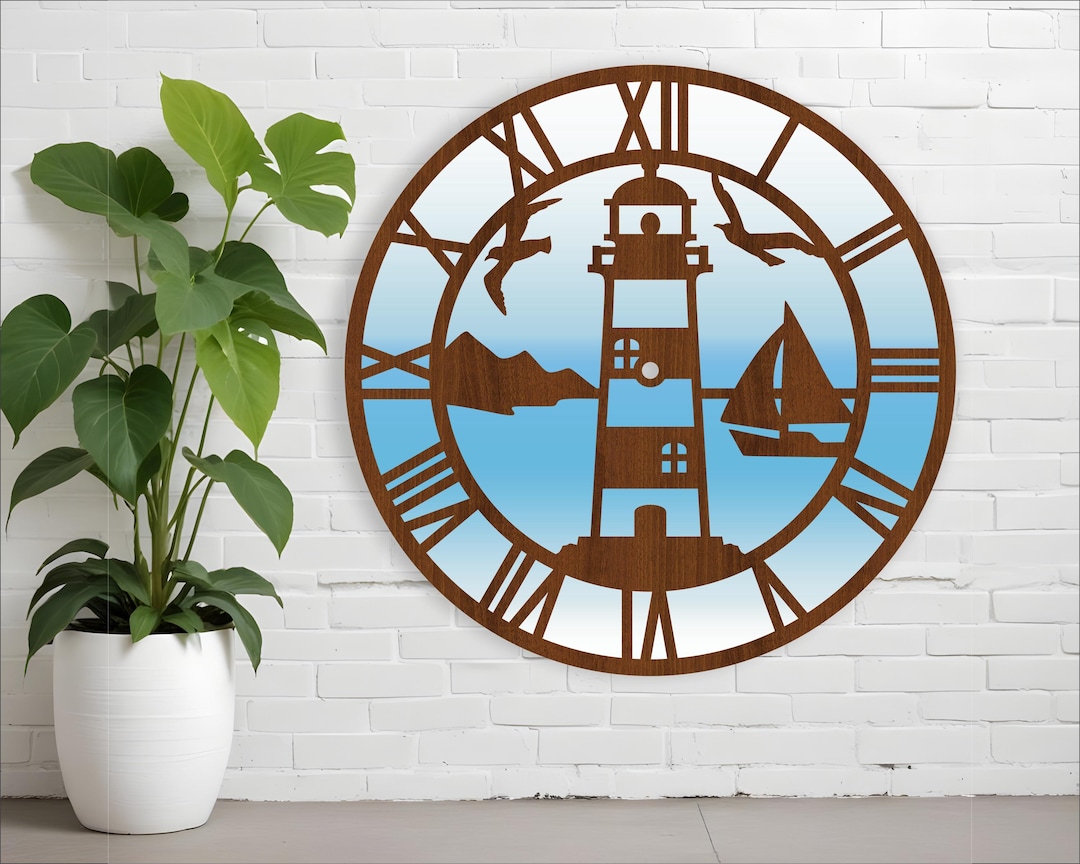 Lighthouse Wall Clock Laser Cut Files, SVG File. Vector File Ai, Cdr ...