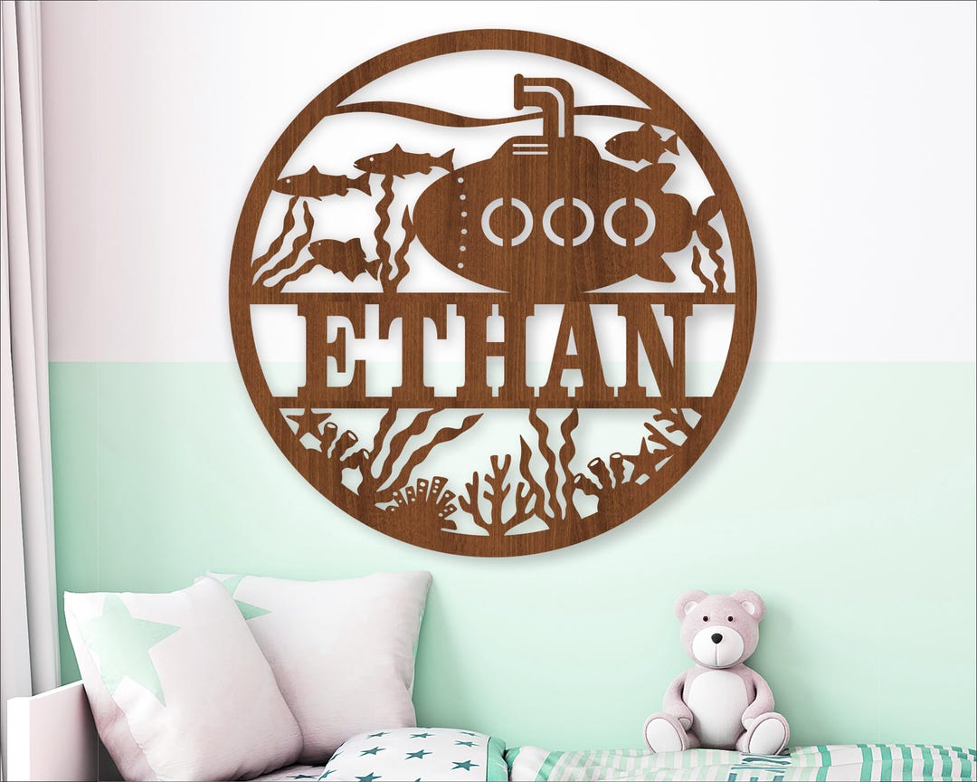 Submarine Name Sign, SVG, Ocean Themed Door or Wall Hanger, Laser Cut ...