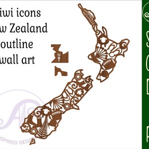 New Zealand Map SVG Laser Cut File: Kiwiana Wall Art (digital Download ...