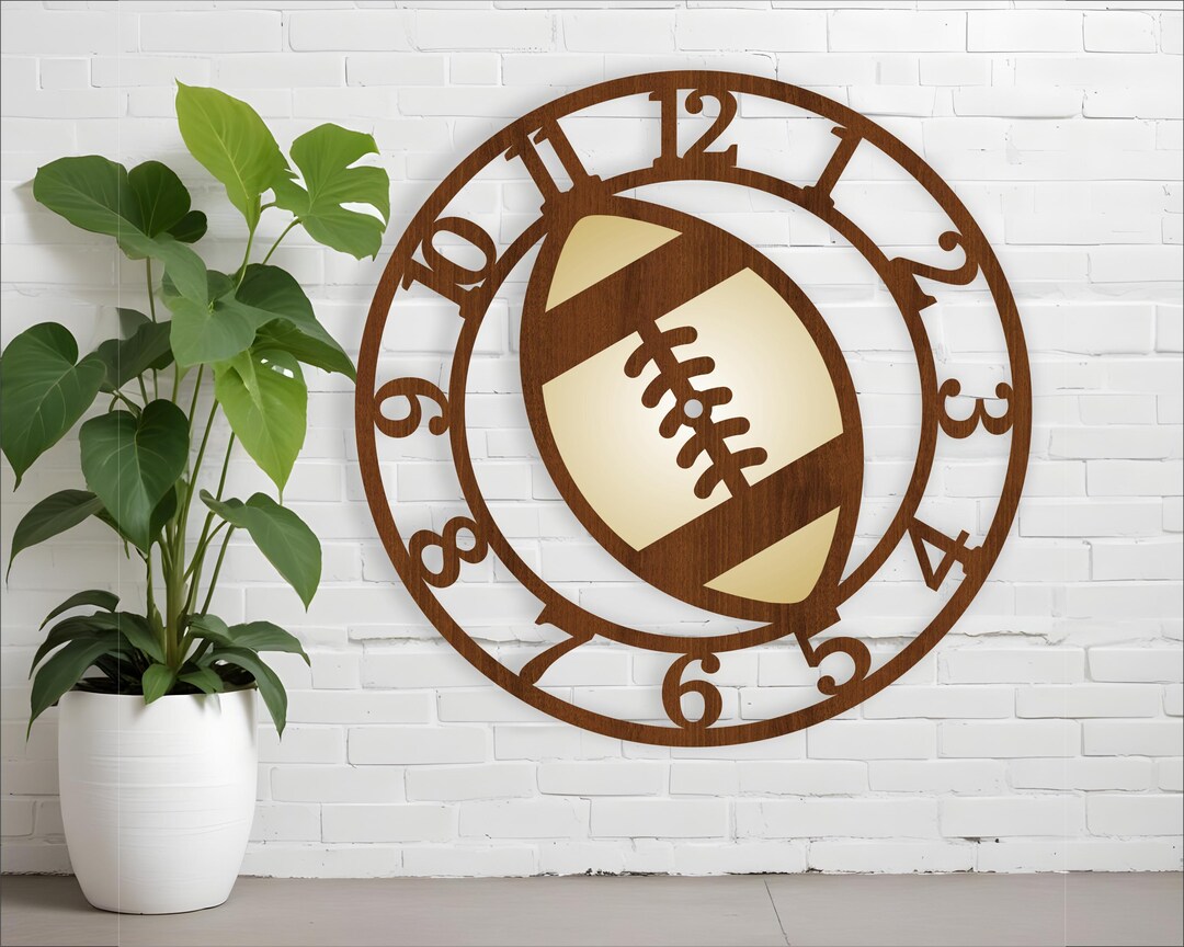 Football / Rugby Ball Wall Clock Laser Cut Files, SVG File. Vector File ...
