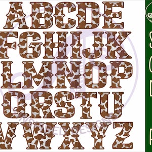 Cow Print Alphabet Set. 2 Layer Letters. 26 Letter Options SVG Vector ...