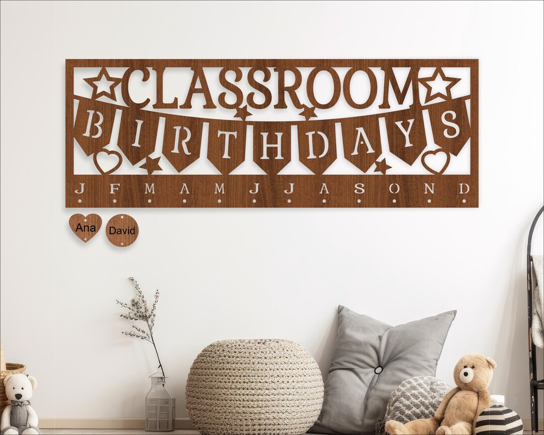 Classroom Birthdays Calendar SVG File: Laser Cut Wall Decor (digital ...