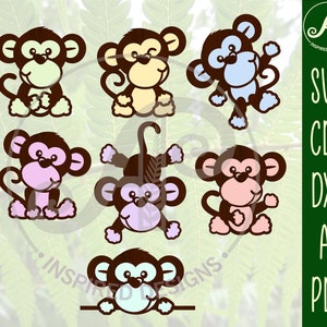 Monkey Laser Cut File Shapes. 7 Two Layer Vector Files SVG, Ai, Cdr ...