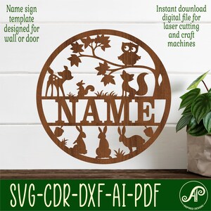 Woodland Name Sign, SVG, Nature Themed Door or Wall Hanger, Laser Cut ...