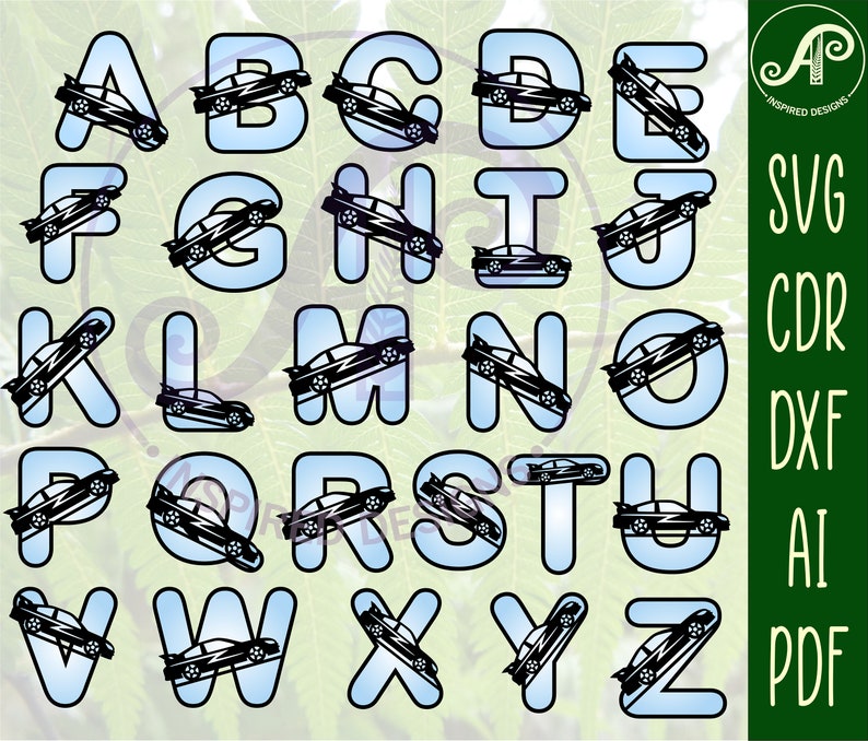Race Car Alphabet SVG: Layered Letters, 3 Sets (digital Download ...