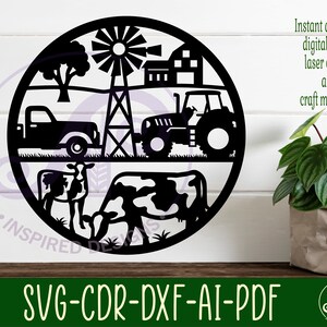 Farm Scene Wall Art, SVG File. Vector File Ai, Cdr, Dxf Instant ...