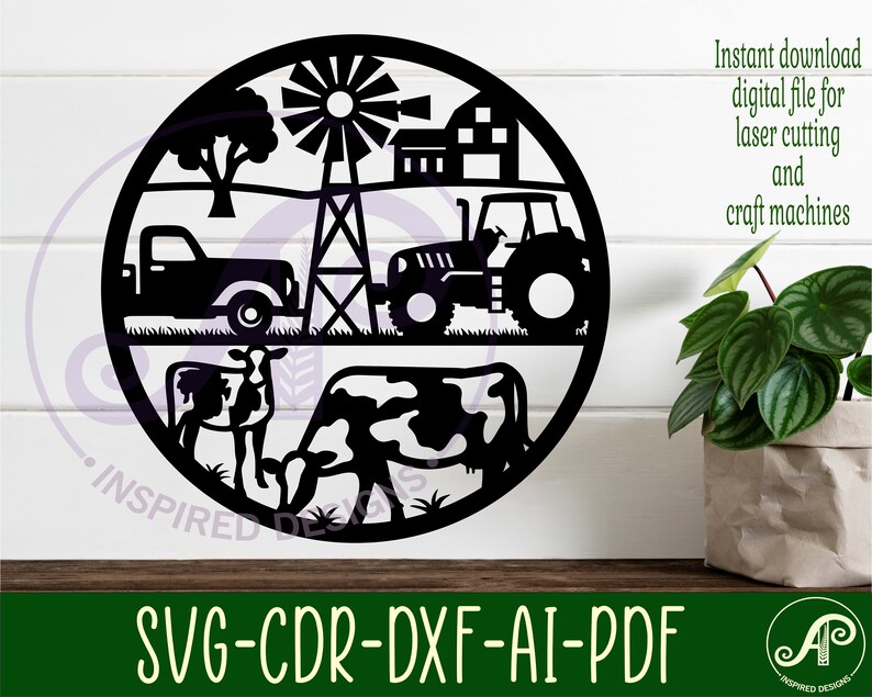 Farm Scene Wall Art: Laser Cut Farming Theme (digital Design) - Etsy