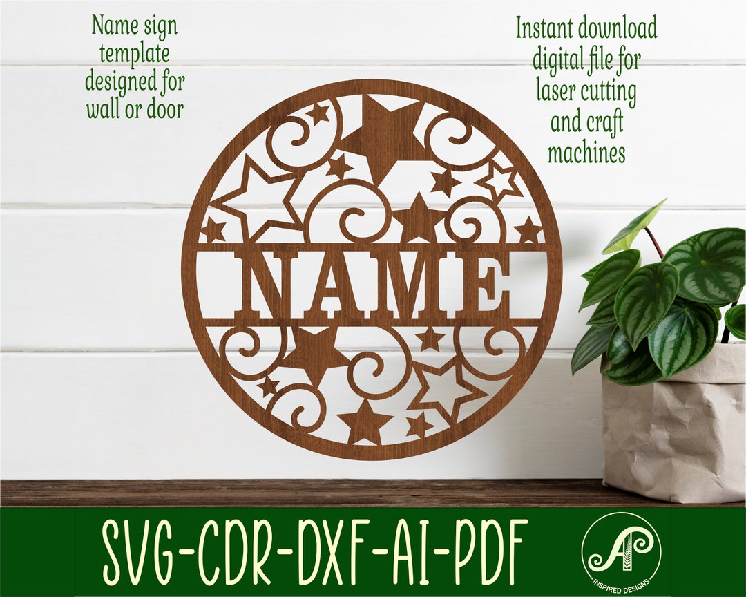 Star and Swirl Name Sign, SVG, Pattern Themed Door or Wall Hanger ...