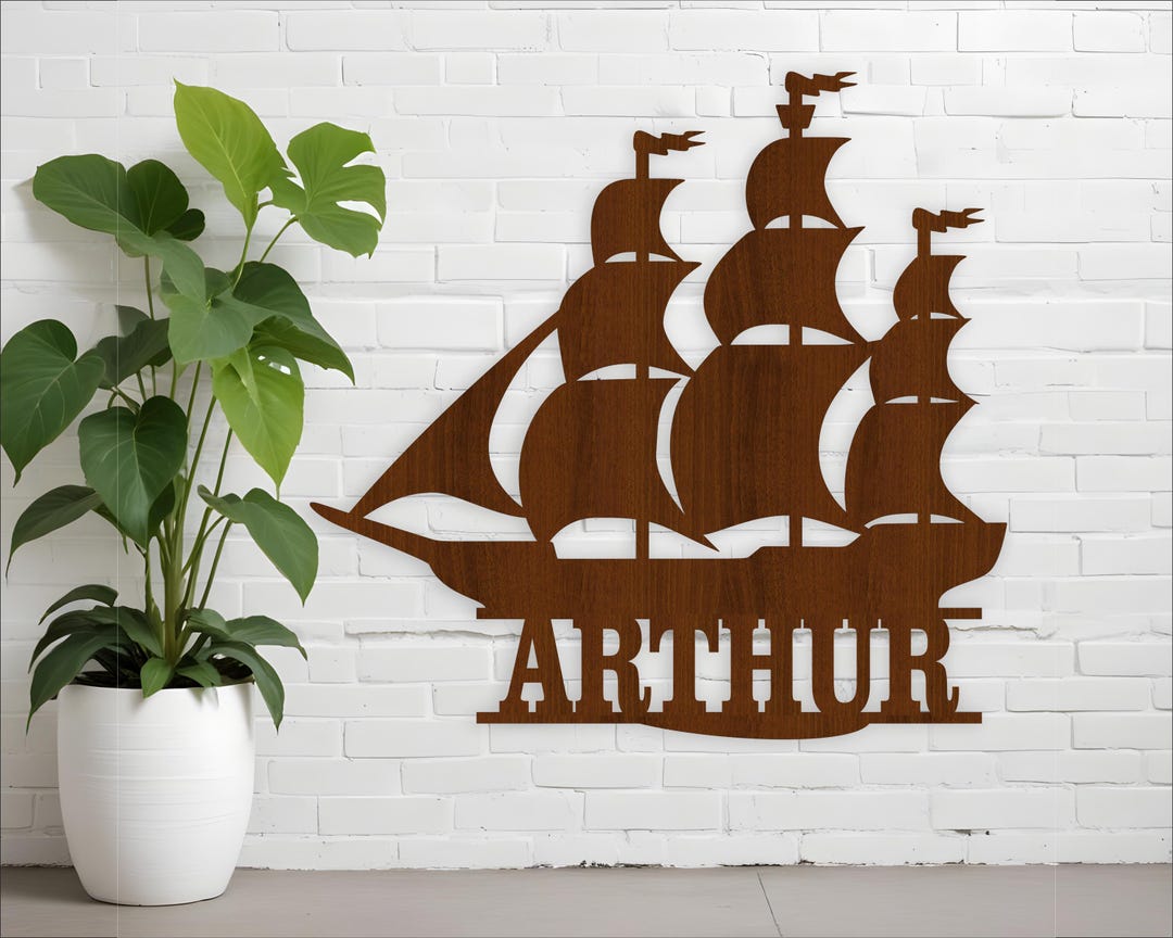 Sailing Ship Name Sign SVG Laser Cut Template, Door or Wall Hanger ...