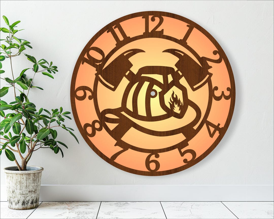Fire Helmet Wall Clock Laser Cut Files SVG (digital Download ...