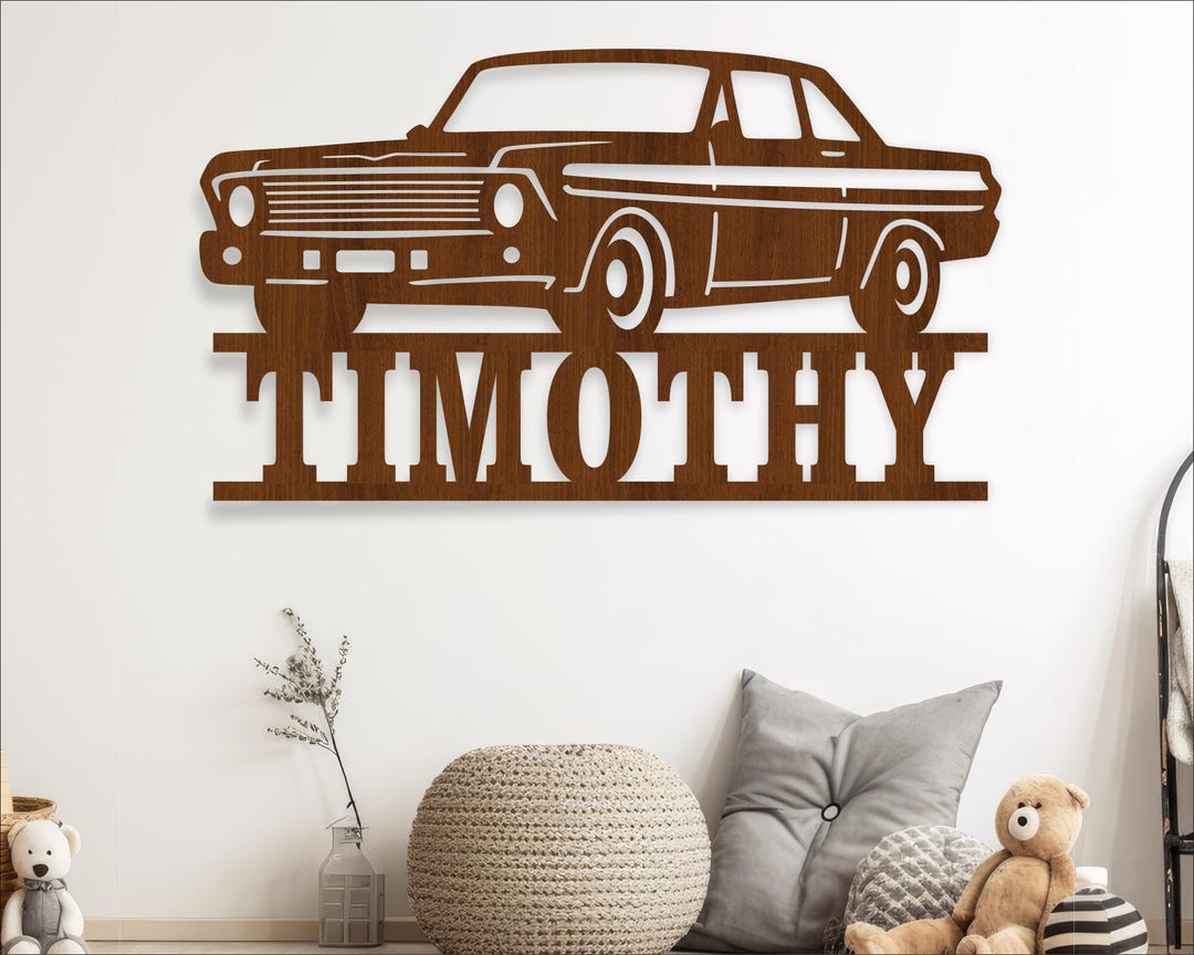 Classic Car Design 1 Name Sign Svg Laser Cut Template, Svg, Ai, Cdr ...