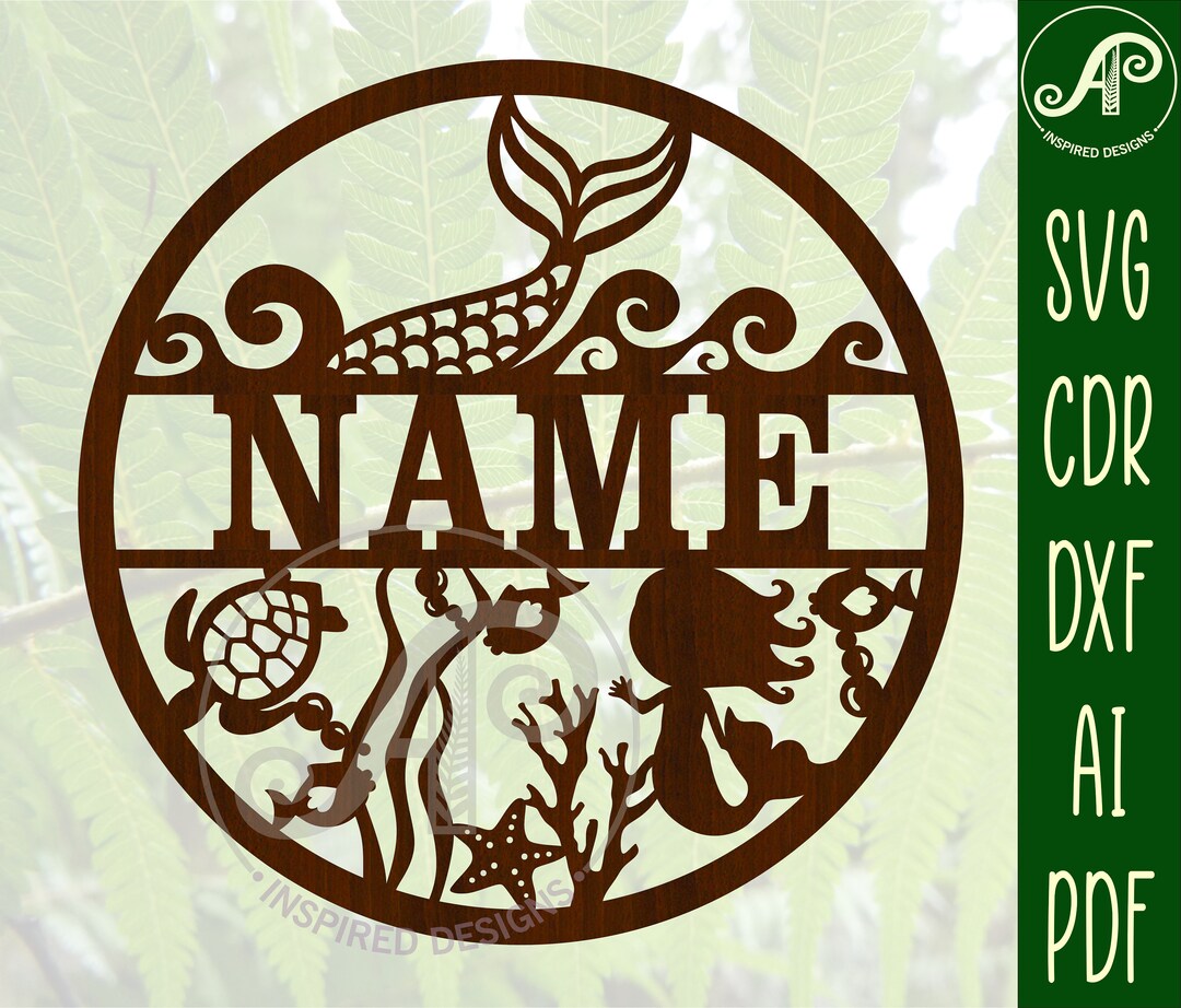 Mermaid Name Sign SVG Ocean Themed Door or Wall Hanger - Etsy