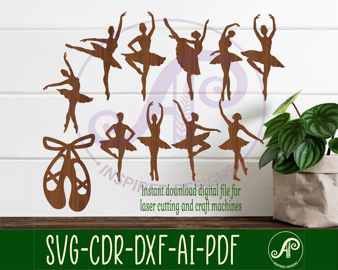 Ballerina Designs, 11 Laser Cut Shapes SVG Vector File, Ai, Cdr, Dxf ...