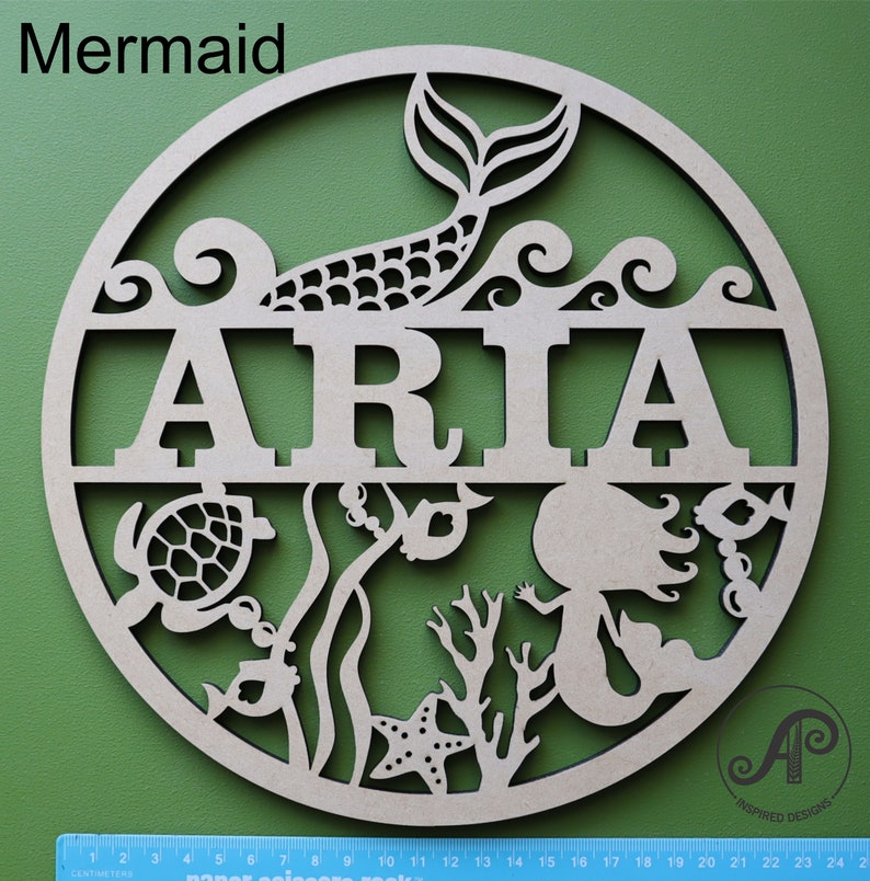 Mermaid Name Sign SVG Ocean Themed Door or Wall Hanger - Etsy