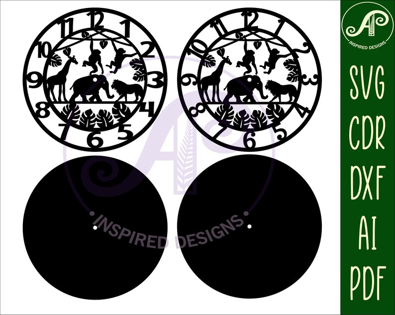 Safari Animal Wall Clock Laser Cut File (digital Download) - Etsy