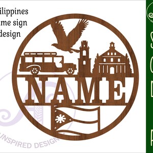 Philippines Name Sign: Laser Cut World Theme Door Hanger (digital ...