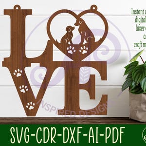 Dog Love Wall Art SVG: Laser Cut Pet Sign (digital Download) - Etsy