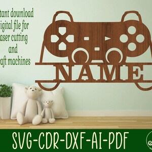 Game Controller Name Sign SVG Laser Cut Template, Door or Wall Hanger ...