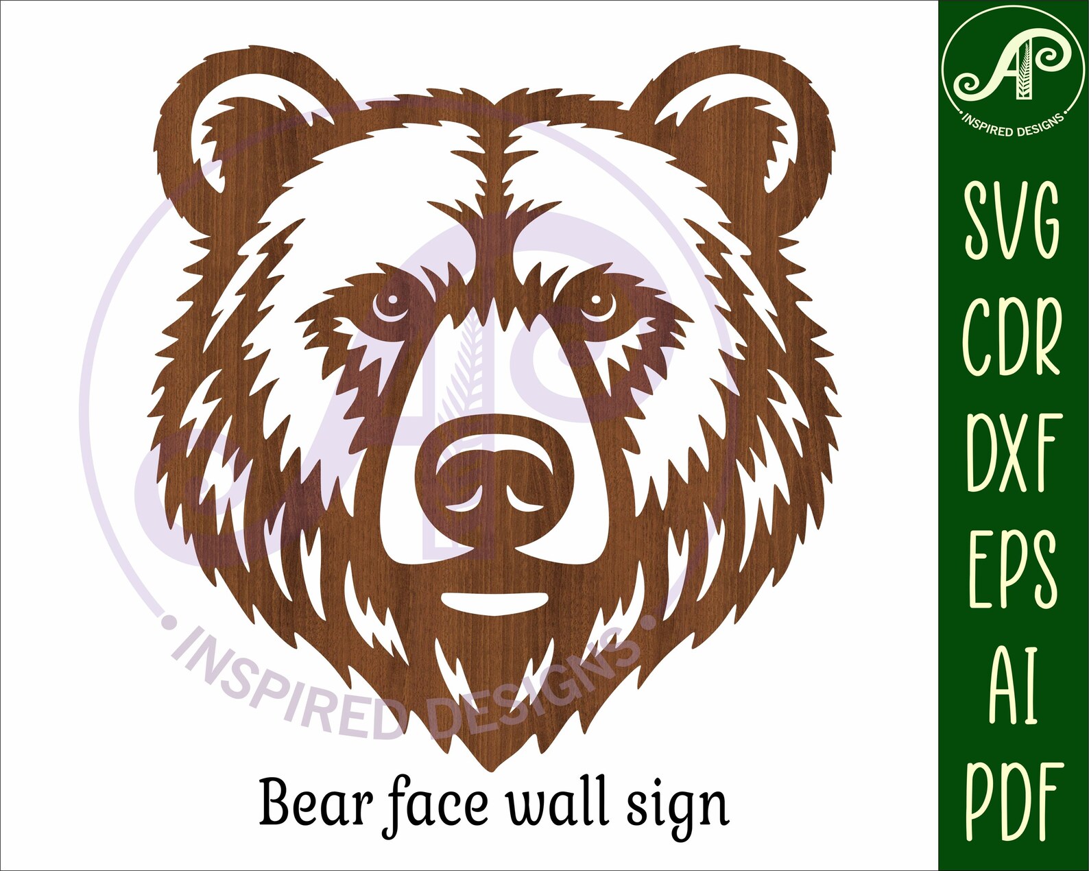 Bear Face SVG Laser Cut File, Wildlife Wall Art, Wild Animal Design ...