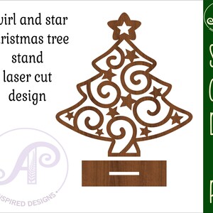 Christmas Tree Stand, Laser Cut File, Swirl and Star Design. Vector ...