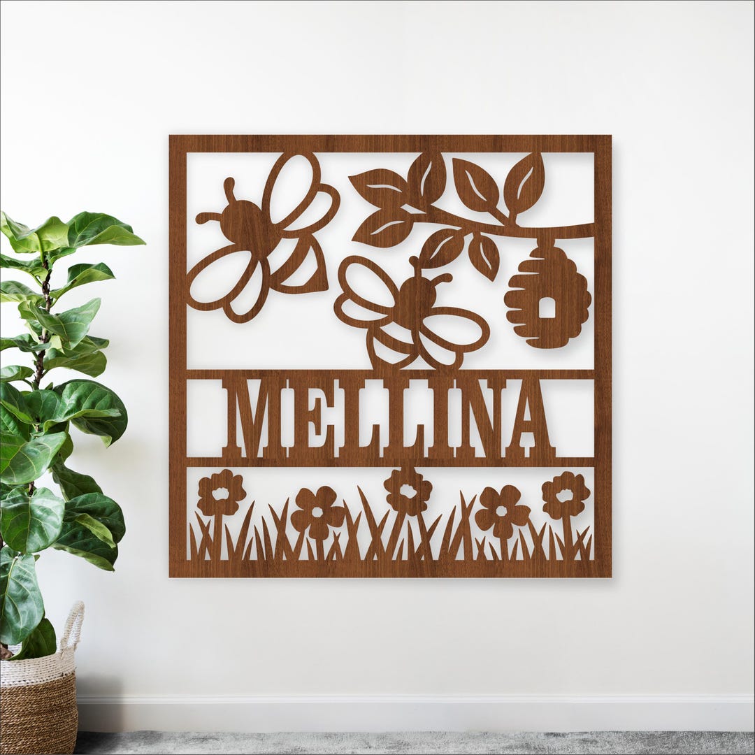 Bees and Flower Name Sign: Laser Cut SVG File (digital Download) Garden ...