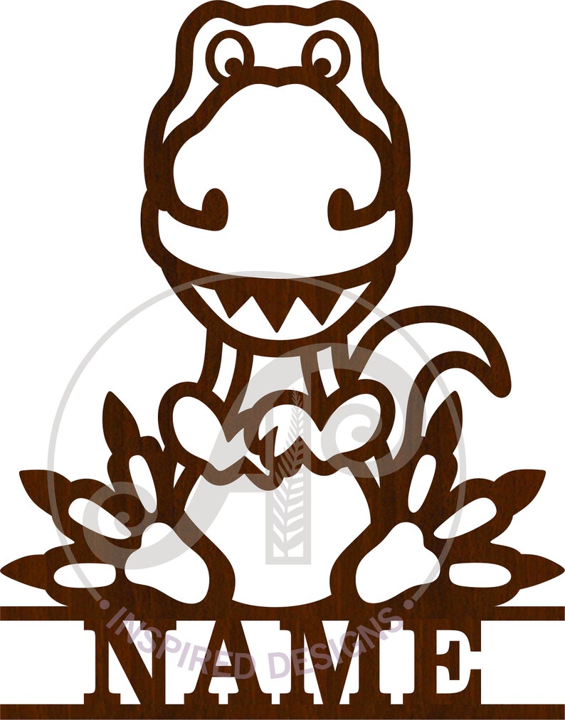 Cute Dino Name Sign SVG Laser Cut Template Door or Wall - Etsy