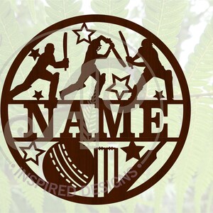 Cricket Male Name Sign, Laser Cut File SVG, Sport Themed Door or Wall ...