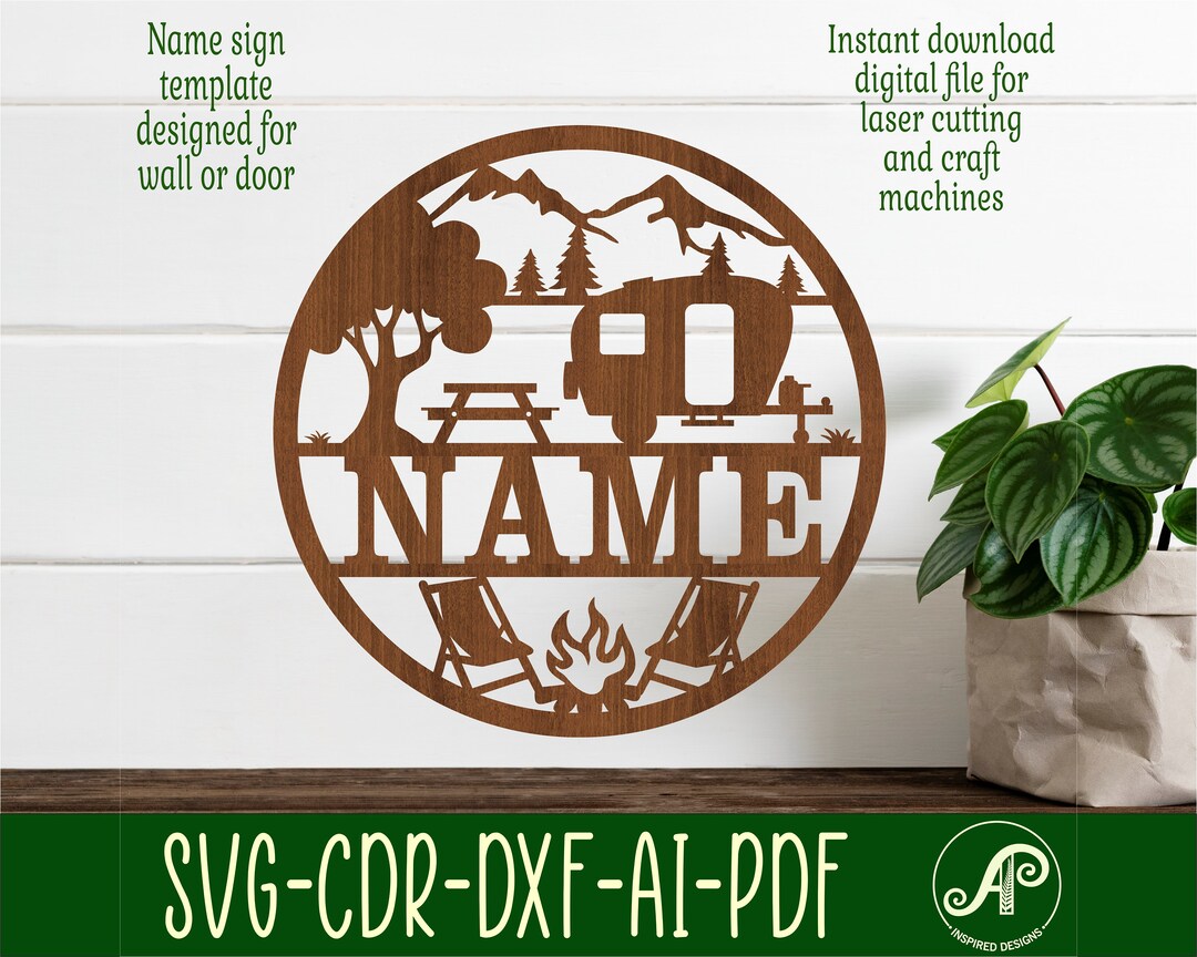 Caravan Name Sign, SVG, Travel Themed Door or Wall Hanger, Laser Cut ...