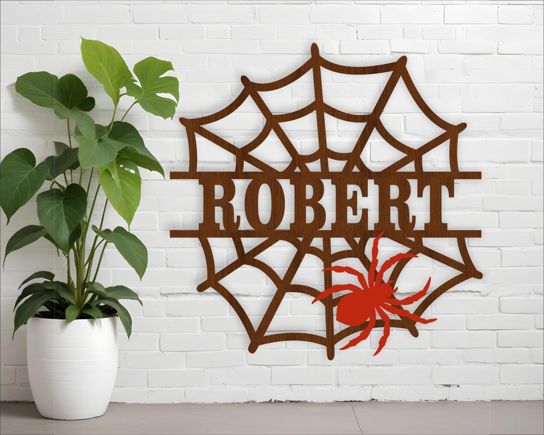 Spider Web Name Sign Digital Download SVG Laser Cut Template, Door or ...