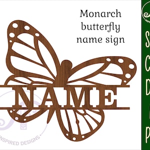 Monarch Butterfly Name Sign SVG Laser Cut Template, Door or Wall Hanger ...