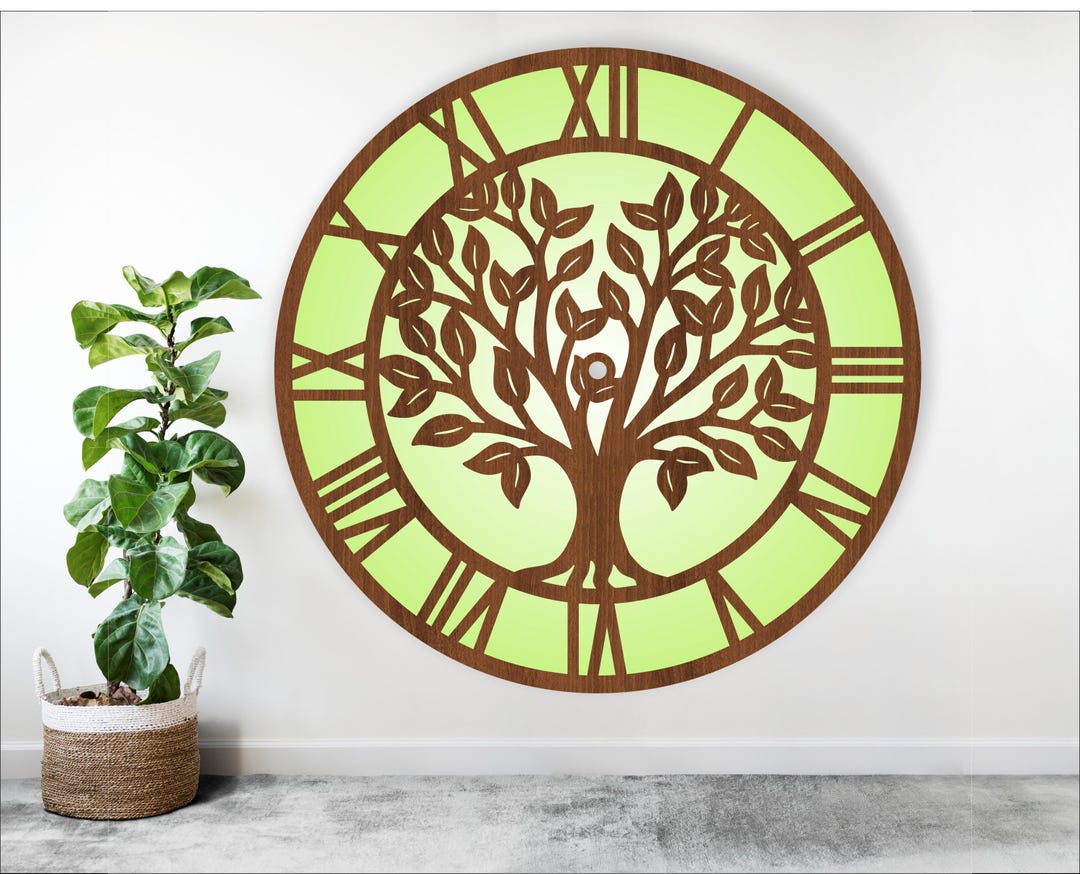 Tree Wall Clock Laser Cut SVG Files - Digital Download Tree Themed ...