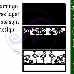 Flamingo Scene 3 Layer Name Sign SVG, Wall Art, Laser Cut Template ...