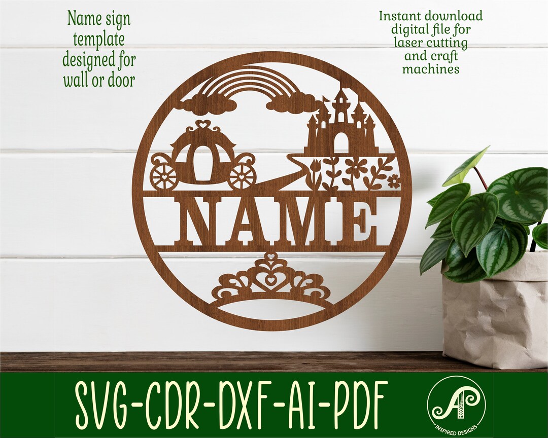 Princess Name Sign SVG Fantasy Themed Door or Wall Hanger - Etsy