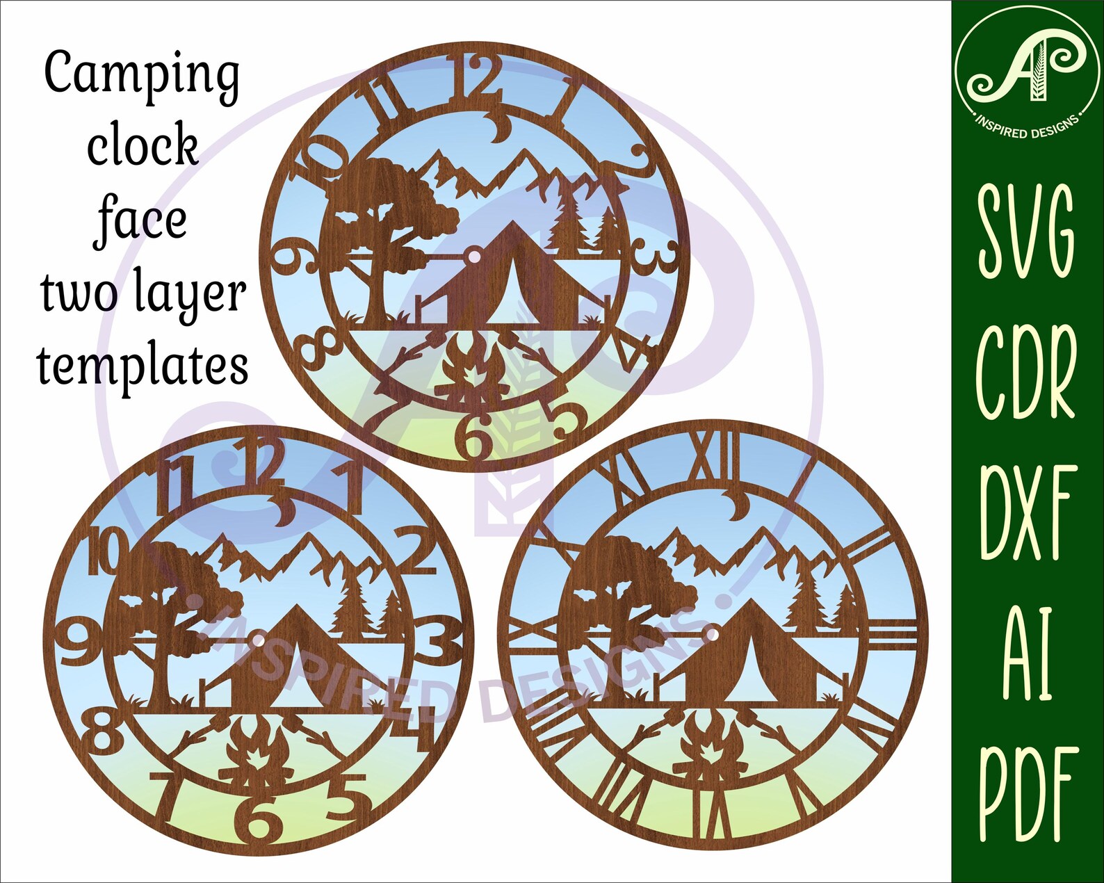 Camping Wall Clock Laser Cut Files SVG (digital Download) Outdoors ...