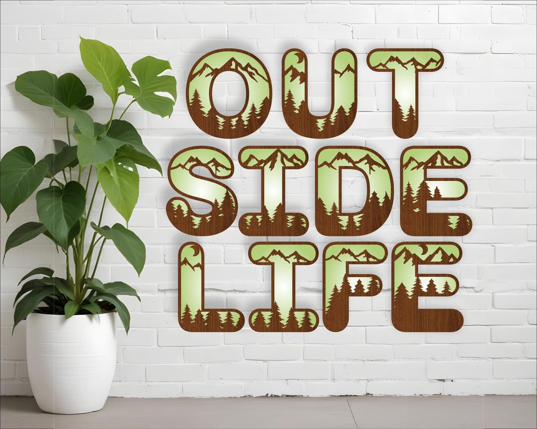 Forest Mountain Alphabet SVG: Layered Laser Cut Letters (digital ...
