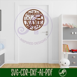 New Baby Name Sign SVG: Laser Cut Nursery Personalized Wall Sign ...