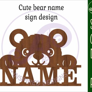Cute Bear Name Sign SVG Laser Cut Template, Door or Wall Hanger Ai, Cdr ...