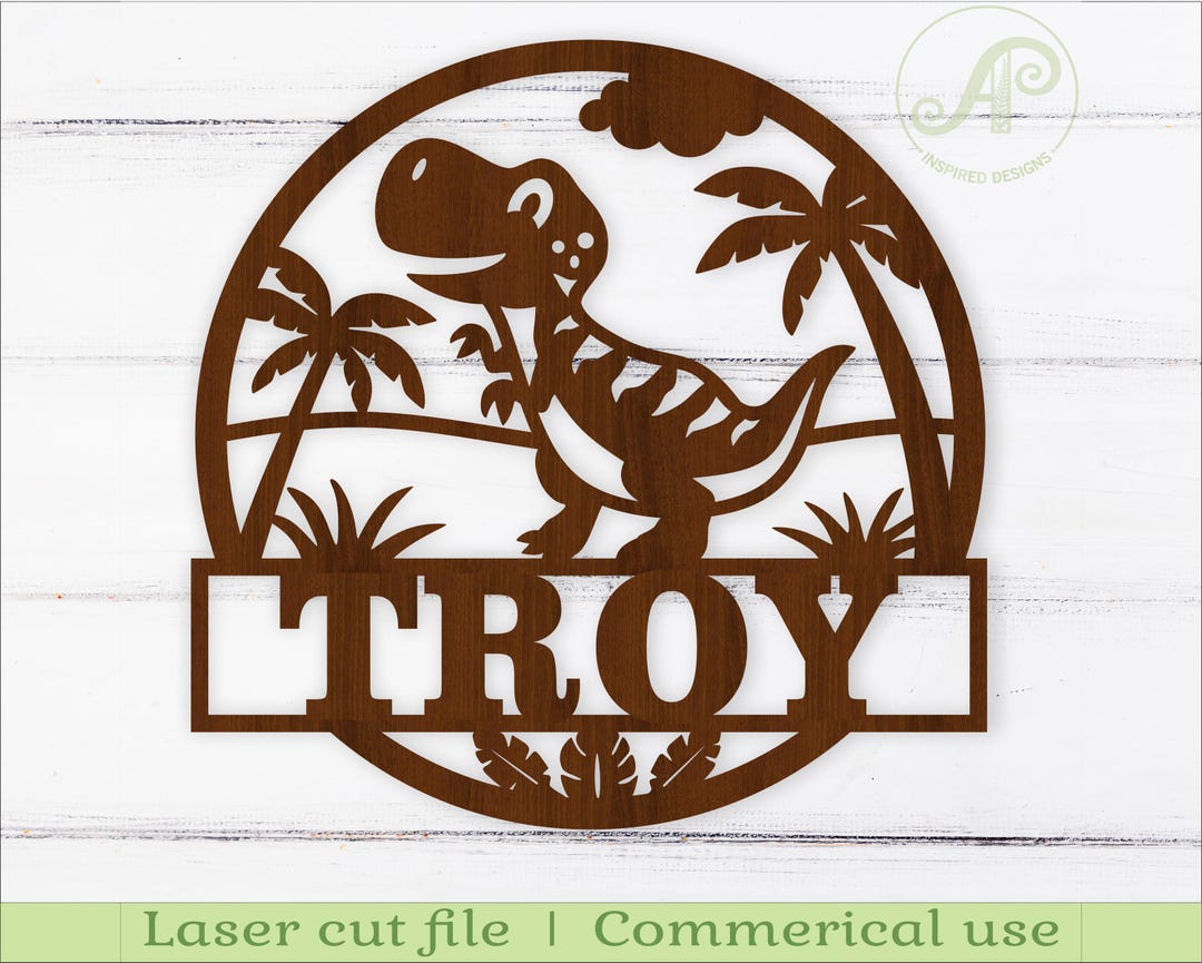 Dinosaur T-rex Nursery Name Sign: Laser Cut File (SVG, Ai, Cdr, Dxf) - Etsy