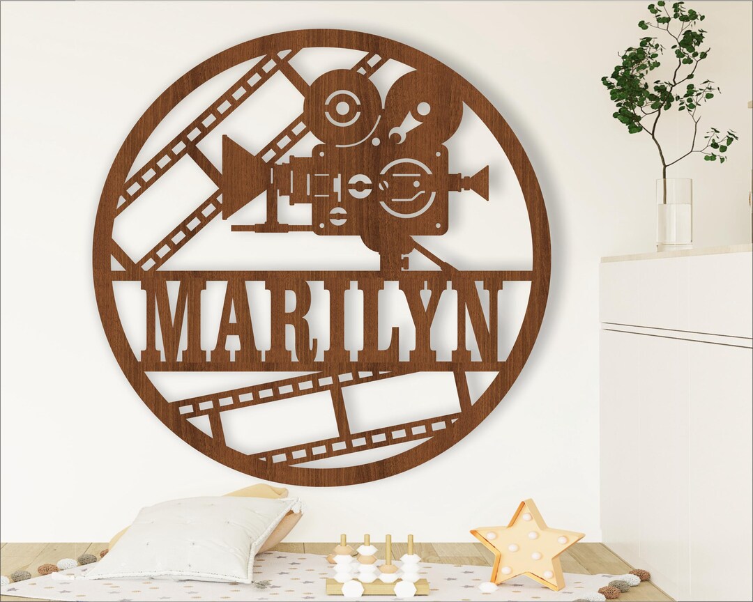 Movie Camera Name Sign, SVG, Movies Themed Door or Wall Hanger, Laser ...