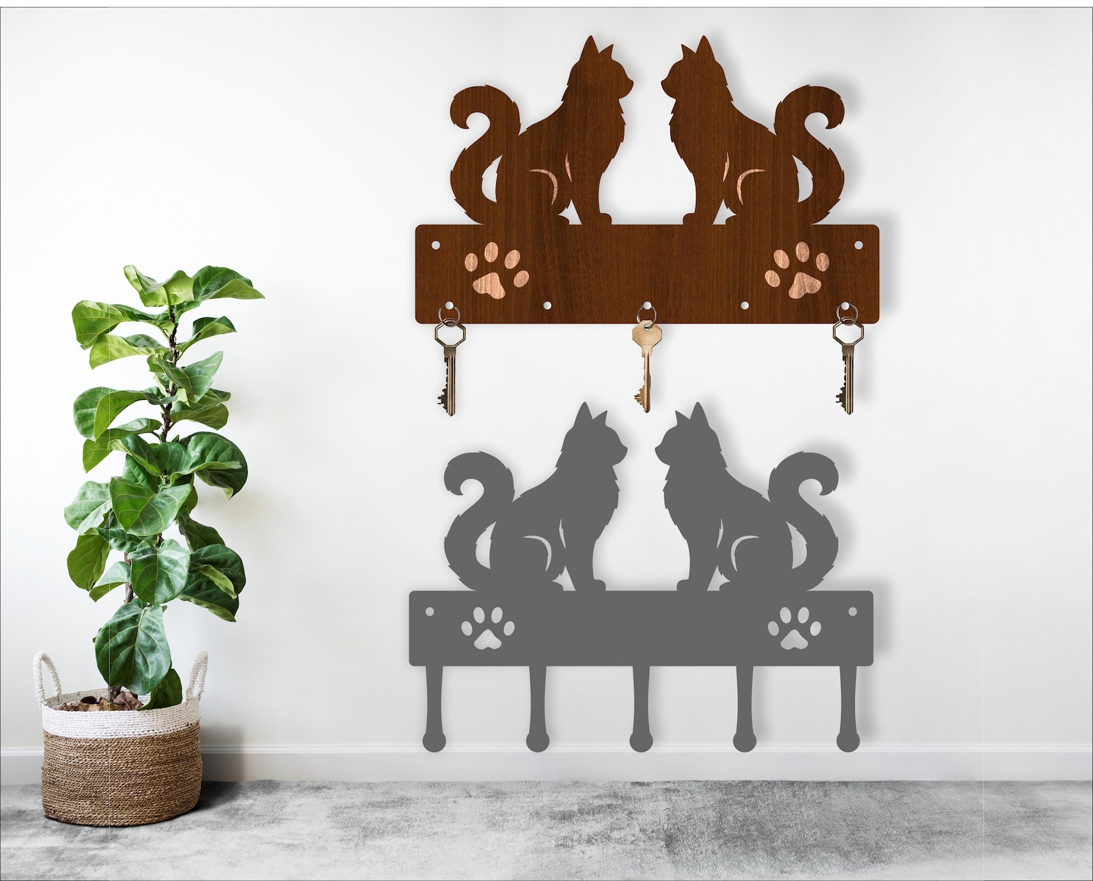 Cats Key Holder Laser Cut File: Wood & Metal Designs (digital Download ...