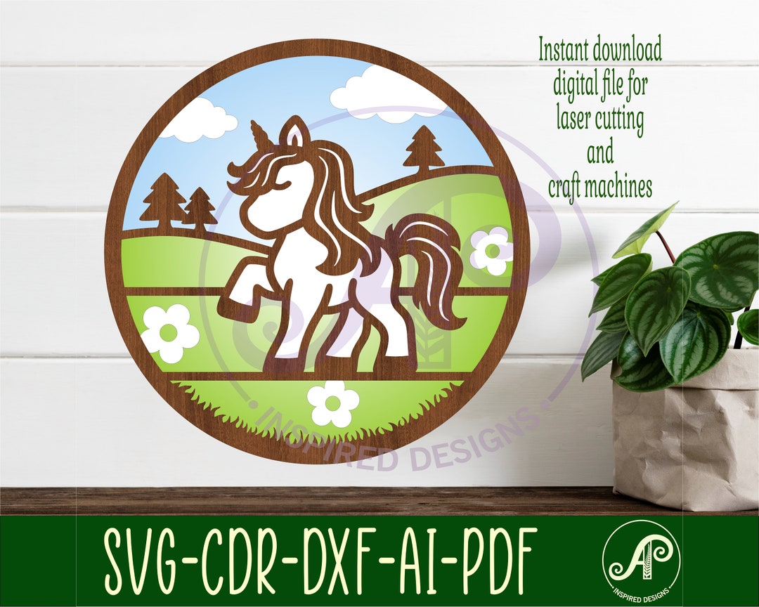Unicorn Layered Wall Sign Design. Laser Cut File. Vector File SVG Ai ...