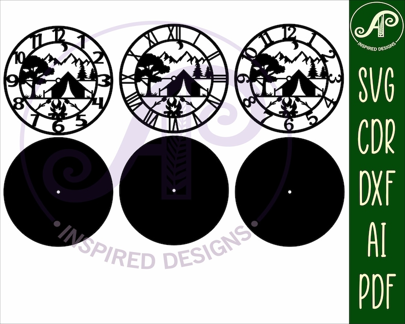 Camping Wall Clock Laser Cut Files SVG (digital Download) Outdoors ...